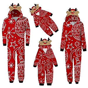 LSOLMD Family Christmas Pjs Matching Sets Festive Xmas Matching Pajamas Holiday Home Cute Hooded Christmas Sleepwear Set