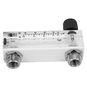Gas Flowmeter, LZM-6T 2-20LPM/4-40SCFH Pipe Gas Flow Meter with Adjustable Control Valve, Female 1/4" BSPT Thread Interface Panel Mount Type Flowmeter for Oxygen Air Gas