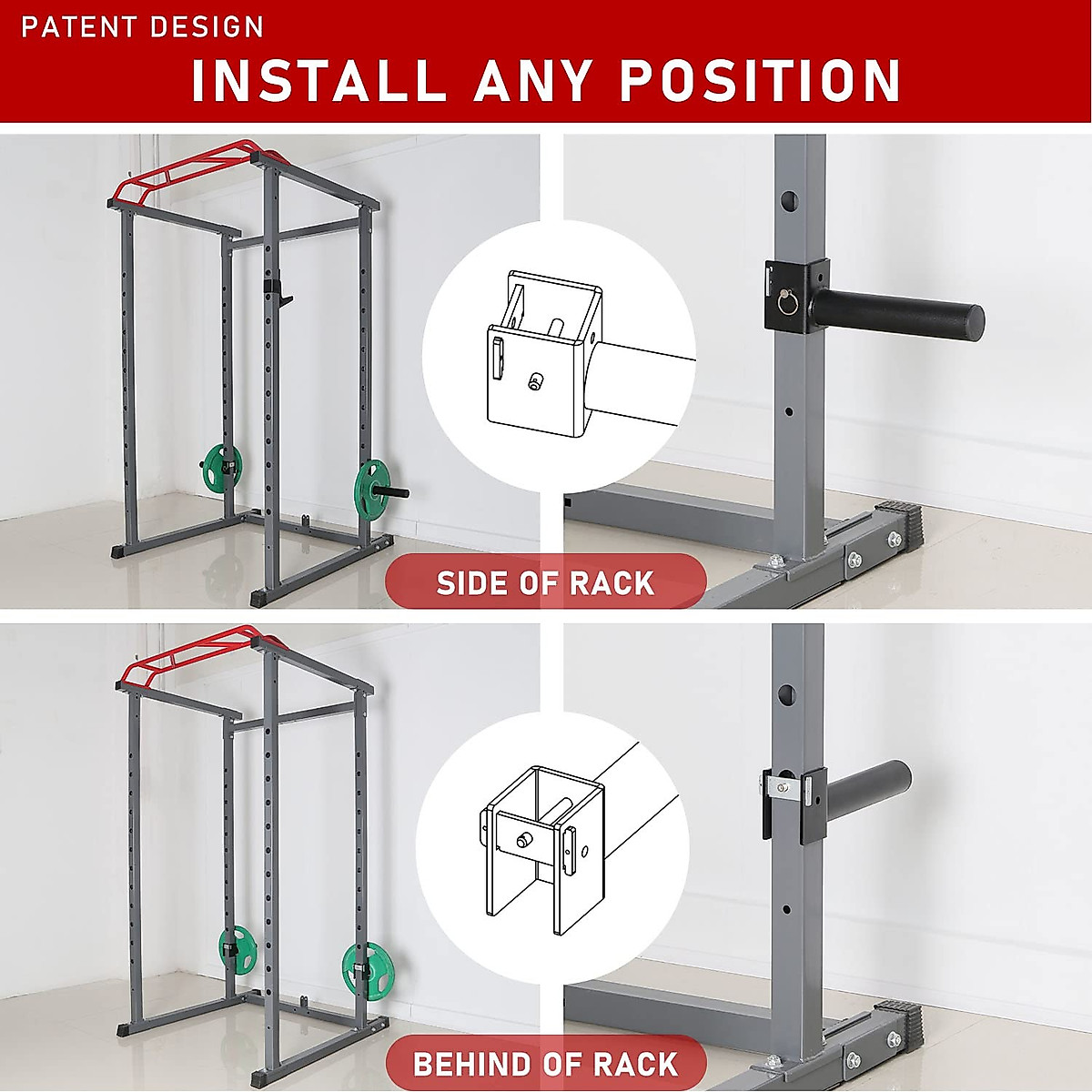 SYL Fitness Olympic Weight Plates Holder Power Rack Attachment Weights Storage Rack, Fit 3x3" Rack (All Hole Size)