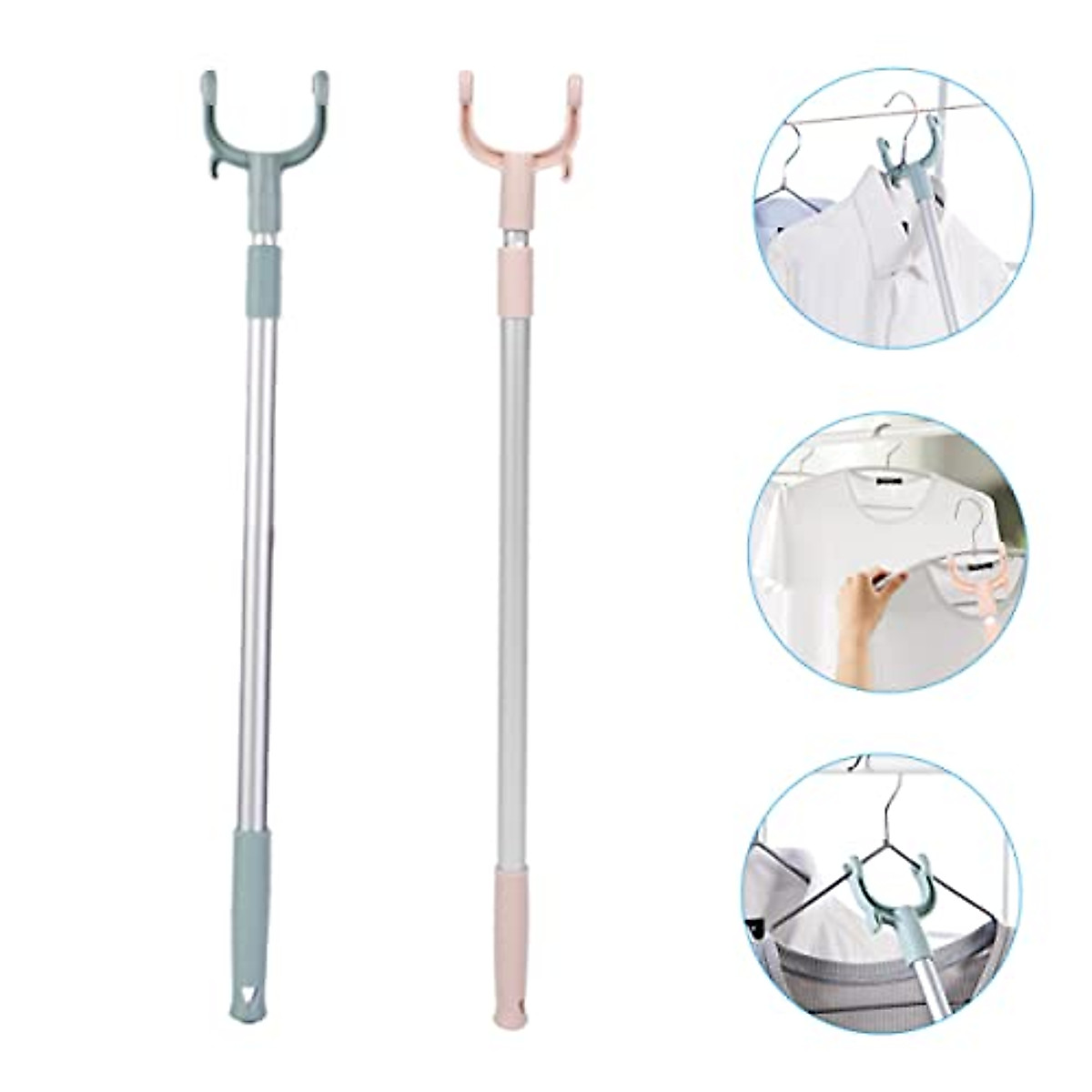 VOSAREA 2pcs Ceiling Hook Heavy Duty Clothes Hanger Rack Outdoor Hanging Hooks Clothes Reaching Rod Cloths Lines for Outside Clothes Reaching Rods Clothes Reach Pole Closet Pole Outrigger