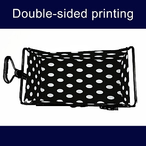 Collapsible Wagon Cart Black and White Polka Dot Foldable Utility Wagon Large Capacity Garden Cart with Push Bar for Beach Camp Outdoor Shopping