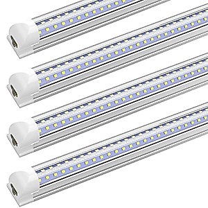 SHOPLED LED Shop Light 4FT, 36W 4680LM 6000K Cool White, V Shape, T8 4 Foot LED Tube Light Fixtures, LED Shop Lights for Garage, Basement, Plug and Play, 4 Pack