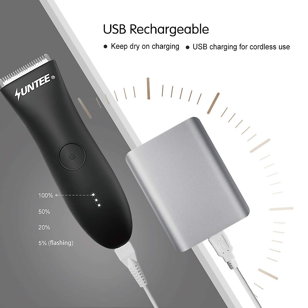 Adhope Body Hair Trimmer and Shaver for Men - Body Groomer for Groin&Ball w/Lighting - Pubic Hair Trimmer Replaceable Ceramic Blade Heads - Ergonomic Electric Razor IPX7 Waterproof Wet/Dry