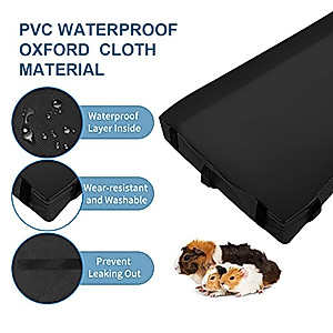 LINGSFIRE Guinea Pig Cage Liners, Reusable Guinea Pig Bedding Accessories Oxford Cloth Bottom Reusable Cage Liners for Guinea Pigs Rabbits, 47 x 24 x 3.5 inches（Black）