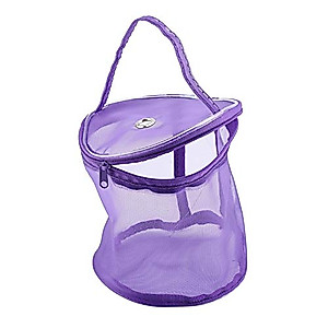 Knitting Bag for Yarn Storage, Oxford Cloth Woven Crocheting Organizer Holder Hollow Mesh Cylinder Crochet Wool Small Accessories Container Tool (Purple)