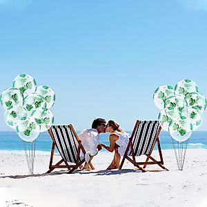 80 Pieces Palm Leaves Balloons Jungle Safari Theme Balloons Hawaiian Party Balloons 12 Inch Clear Latex Balloons for Birthday Jungle Tropical Party Baby Shower Decoration