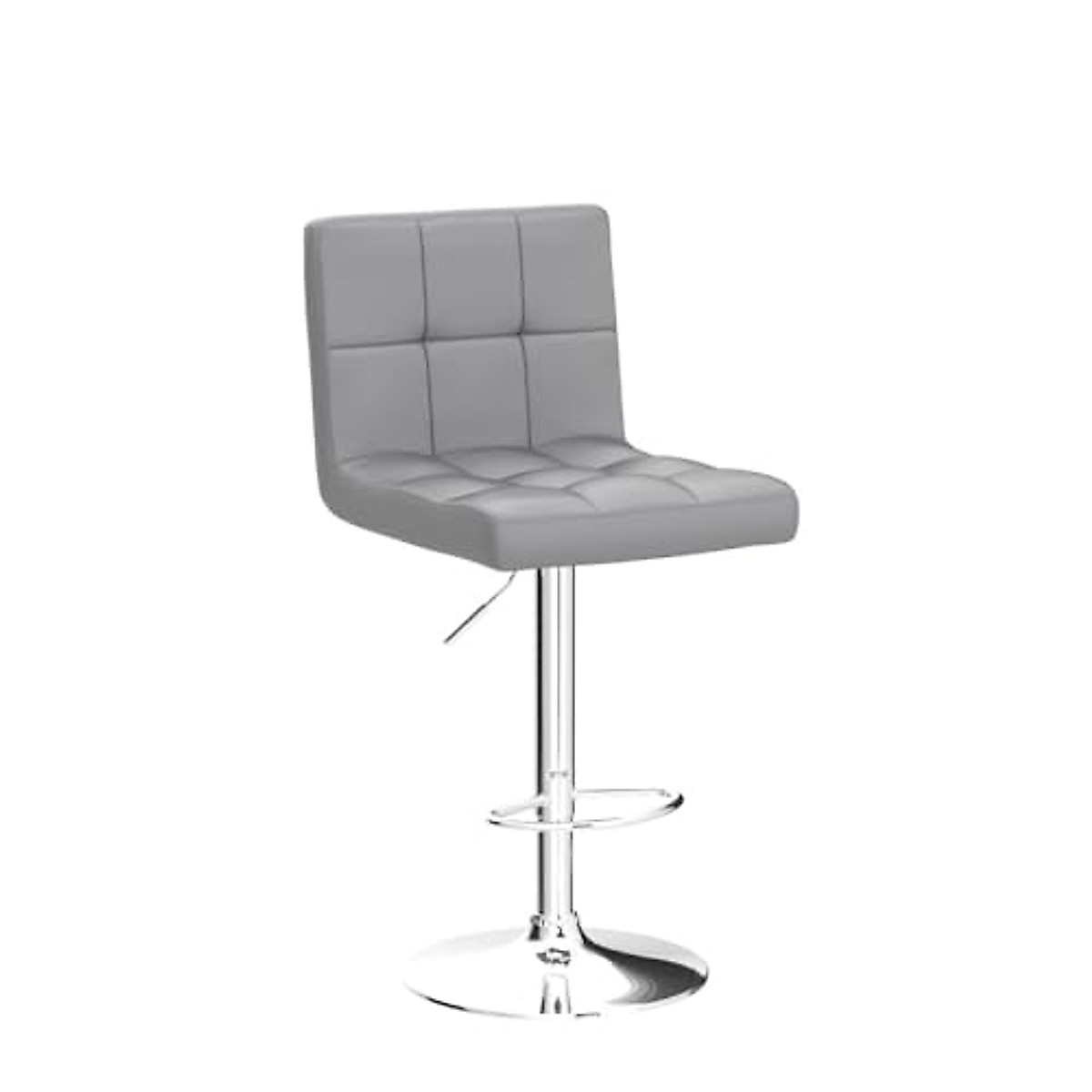 Yaheetech Bar Stools Set of 4, PU Leather Adjustable Barstools, Modern Counter Stools with Back and Footrest, Counter Height Barstools for Bar, Kitchen, Dining Room, Light Gray