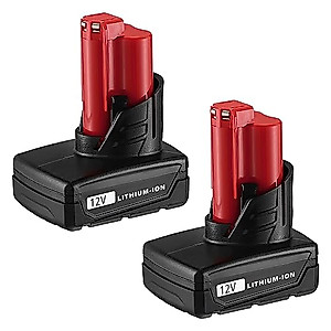 Powerextra M12 Battery 6.0Ah, Replacement Milwaukee m12 Battery, Compatible with Milwaukee M12 Tools 48-11-2410/48-11-2420/48-11-2411/48-11-2401/48-11-2402, Replace for Milwaukee 12v Battery (2 Pack)