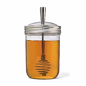 Jarware Honey Dipper, Wide Mouth, Silver