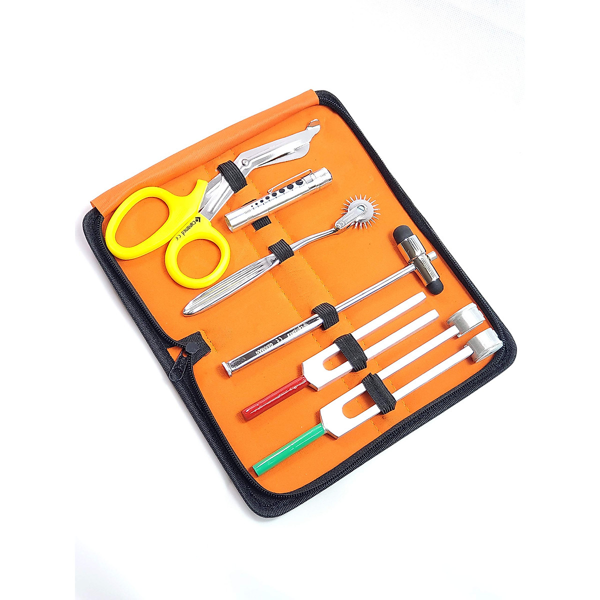 Cynamed Set of 6 pcs Reflex Percussion Buck Hammer + Penlight +Tuning Fork C 128 C 512 + Bandage Scissors 7.25" + Wartenberg Pinwheel (Set of 6)