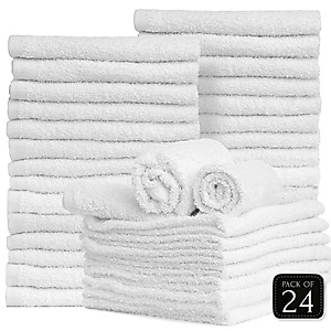 TEXTILE EMPIRE 24 Pack White Spa Towels for Facials -16"x27" Hair Salon Towels Salon Facial Towels for Estheticians Soft Toallas para Salon De Belleza Barber Towels Shaving Towels (Not Bleach Proof)