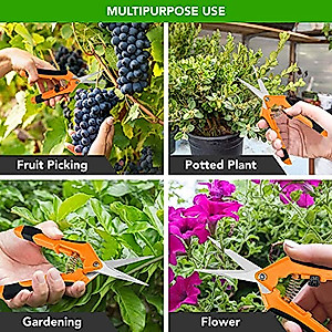iPower 16-Inch Bud Leaf Bowl Trimmer Twisted Sharp Stainless Steel Blades for Hydroponics with Upgraded Gears, Orange Pruner, 6.5” Gardening Hand Scissors
