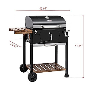 Royal Gourmet CD1824M 24-Inch Charcoal, BBQ Smoker with Handle and Folding Table, Perfect for Outdoor Patio, Garden and Backyard Grilling, Black