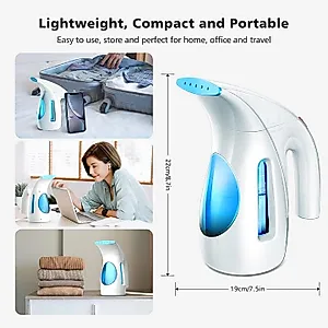 Hilife Steamer for Clothes, Portable Handheld Design, 240ml Big Capacity, 700W, Strong Penetrating Steam, Removes Wrinkle, for Home, Office and Travel (Maya Blue)