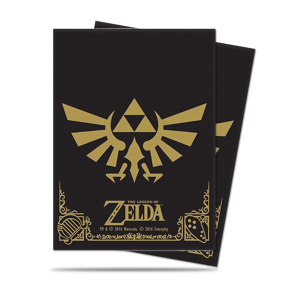Ultra Pro Legend of Zelda - Hyrule Crest Standard Deck Protectors - Black/Gold (65 ct.)