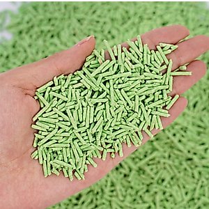 Edible Cat Litter Water Soluble Cat Litter - Tofu Cat Litter，Low Dust Litter, 100% Edible Soybean and Corn Materials，2mm Diameter ，Fast Agglomeration - 5 Lb (Green Tea)
