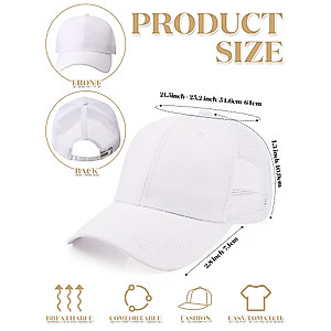 24 Pieces Mesh Trucker Hats Sport Baseball Caps Adjustable Trucker Golf Dad Hat Bulk for Unisex Men Women Teen Sports Workout (White)