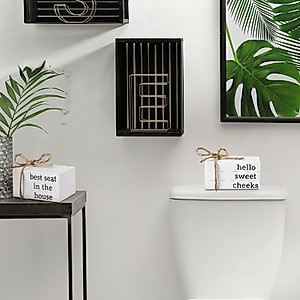 Maitys 2 Pieces Farmhouse Mini Book for Bathroom Kitchen Decor, Funny Wooden Mini Books for Your Restroom Shelf the Small Decorative Accent for Bathroom Kitchen(Classic Style)