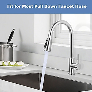 WOWOW Kitchen Faucet Head Replacement Brushed Nickel, 3 Function Pull Out Spray Nozzle with 9 Adapters for Kitchen Sink Faucet，American Standard for Moen Kohler Delta Faucets G1/2 Male Connector