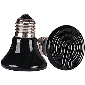 60W 2PCS Reptile Heat Emitter Infrared Ceramic Heat Lamp Black Emitter Bulb for Pet Coop Heater Chicken Lizard Turtle Brooder Aquarium Snake No Light