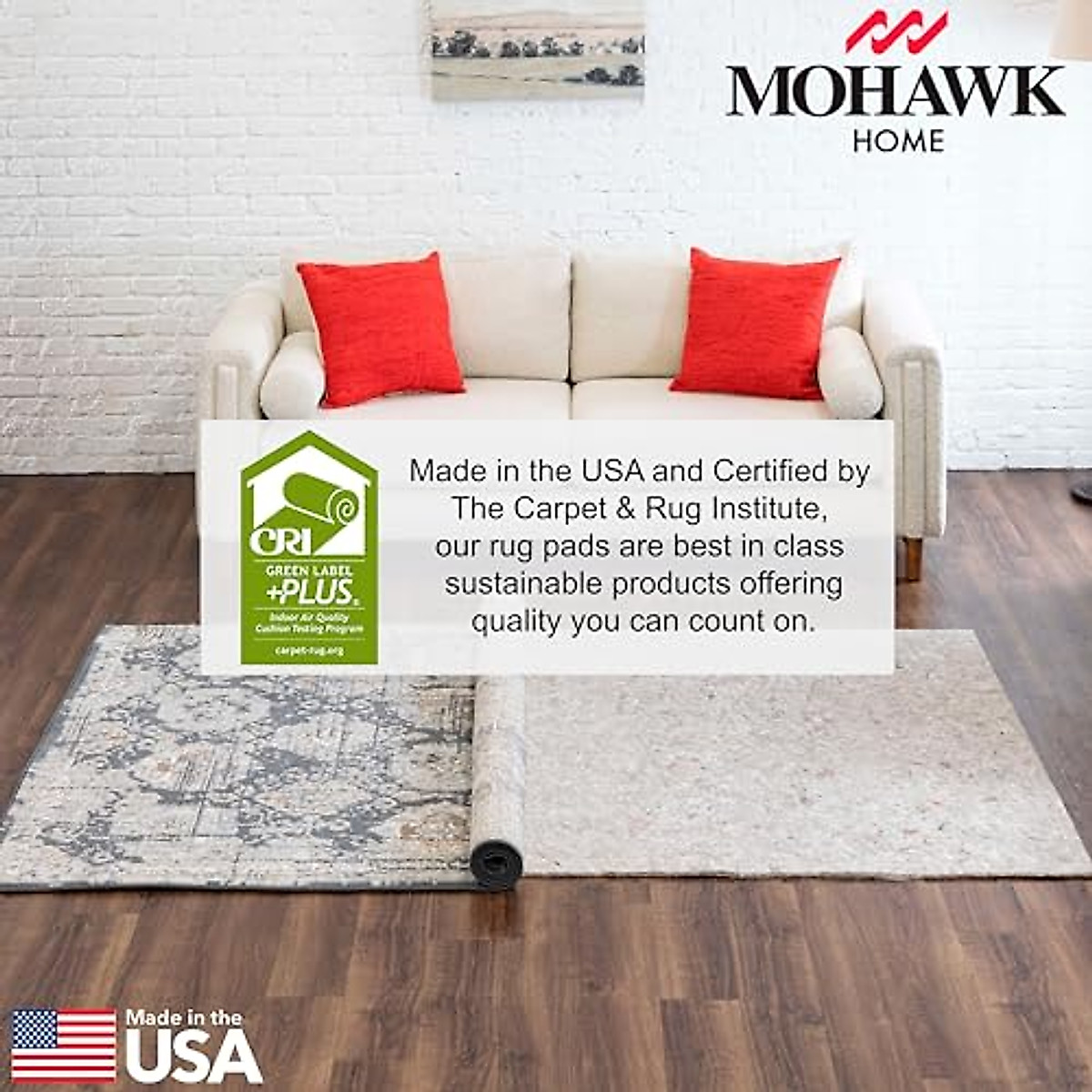 Mohawk Home 5' x 7' 1/2 Rug Pad 100% Felt Protective Cushion, Premium Comfort Underfoot – Safe for All Floors