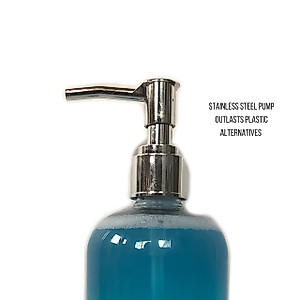 Clear Soap Dispenser with Rust Proof Pump, (3 Pack, 16 Oz) Plastic Hand Soap Bottles for Bathroom & Kitchen, Refillable for Liquid Dish Soaps, Hand Soaps & Lotion