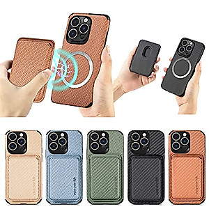 EVE - [3 in 1] for iPhone 14 Pro Max Case & Vegan Leather Card Slot Set, Shockproof and MagSafe Magnet Built-in Wireless Charging Compatible Designed [2022] - Green