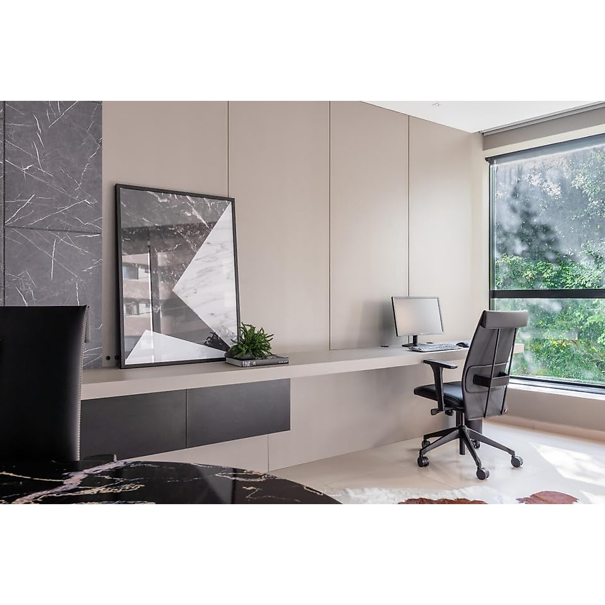 Leef Leather Desk Chair, Ergonomic Office Chair with Adjustable Arms for Laptop, Standing Desk Chair, 24/7 Comfort (Black)