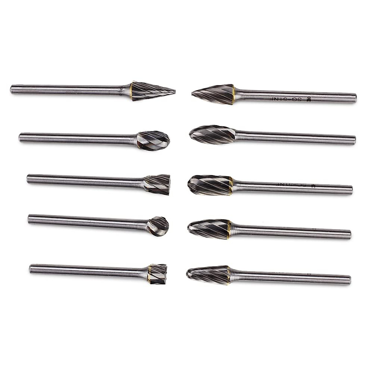 BHA Tungsten Carbide Burr Die Grinder Rotary Tool Bit Set for Aluminum and Other Non Ferrous Material Engraving and Precision Work, Aluma Cut with 1/8” Shank - 10 Pieces