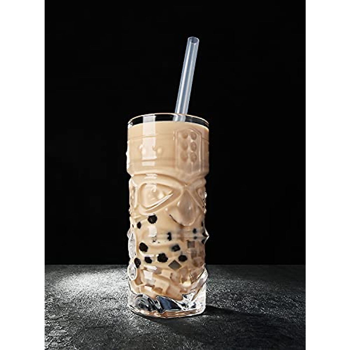 ALINK Reusable Clear Boba Straws, 13 mm x 10.5 in, Jumbo Hard Plastic Smoothie Straws for Bubble Tea, Popping Pearls, Pack of 8 with 2 Cleaning Brush