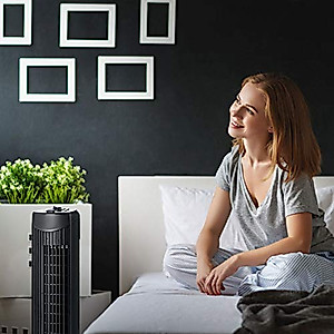 GOFLAME Oscillating Tower Fan, Portable Electric Stand Up Fan with 3 Wind Speed, Quiet Cooling Fan for Indoor Living Room, Bedroom, Office (Black)