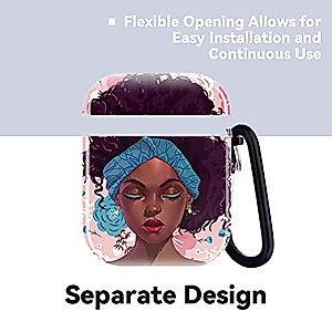 Compatible with AirPods 2/1 Case Cover for Airpods 2nd/1st Generation Charging Case Silicone Protective Accessories Skin with Keychain Black Girl