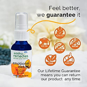 Siddha Remedies Emotional Detox Homeopathic Oral Spray for Melancholy, Irritability & Mental Fatigue | 100% Natural Homeopathic Medicine Remedy with 12 Flower Essences for Cleansing Mind