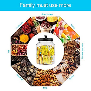 Glass Jars With Sealed Lids,Clear Glass Food Storage Container with Black Brushed Metal lids,100 OZ(Set of 3)