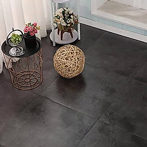 Surnuo 30 PCS 12 * 12 inch 1.5mm Thick Peel and Stick Vinyl Floor Tile, Self-Adhesive Tile Flooring for Bathroom, Livingroom, Kitchen and Renter's House Black Color