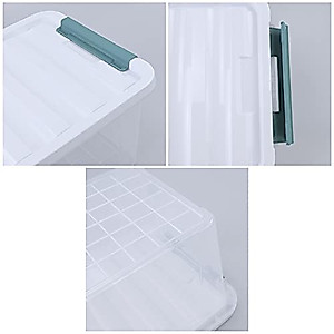 Yarebest 20 Quart Plastic Latches Storage Container Boxes, Clear Storage Box Bins Set of 4