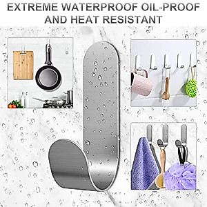 Adhesive Wall Hooks for Hanging, 20PCS Sticky Towel Hooks for Bathrooms, Shower Hooks for Inside Shower, 12lb(Max) Stick on Hooks Heavy Duty, Metal, Waterproof, Oil-proof, Wall Hanger Kitchen Hooks