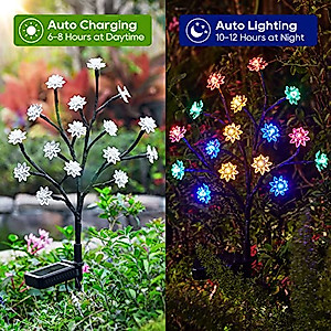 KOOPER Solar Garden Lights, 6 Pack Solar Lights Outdoor Waterproof, Multi-Color Solar Outdoor Lights Solar Flower Lights for Yard, Patio, Pathway Decoration, Double Layer Flower & Bigger Solar Panel