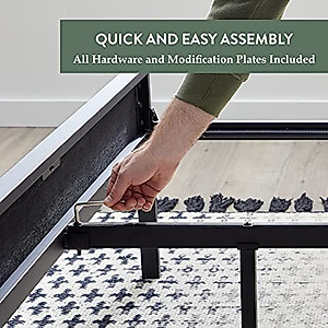 Edenbrook Hudson Full Platform Bed Frame with Headboard-Underbed Storage-Full Bed Frame No Box Spring Needed-Metal/Upholstery