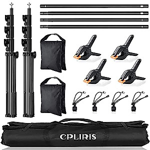 CPLIRIS Backdrop Stand, 8.5x10ft Ajustable Photo Backdrop Stand for Parties, Background Support System for Events with Spring Clamps, Backdrop Clips, Sandbag and Carry Bag