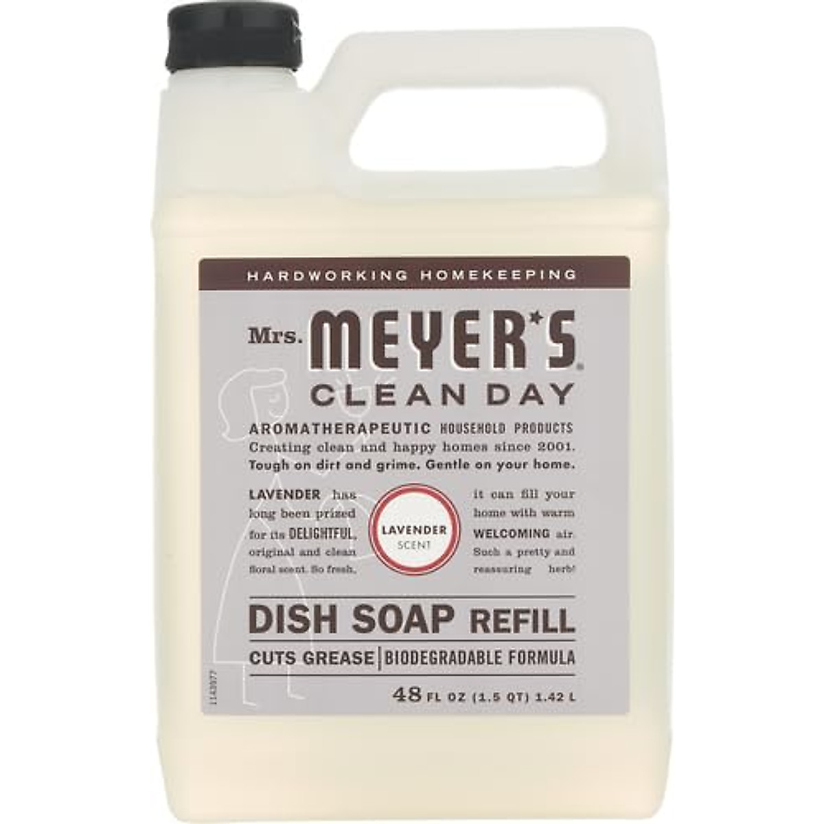 MRS. MEYER'S CLEAN DAY Liquid Dish Soap Refill, Biodegradable Formula, Lavender, 48 fl. oz