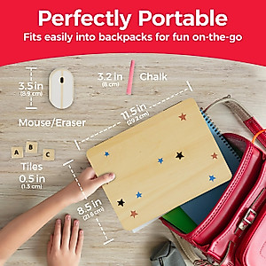 Wooden Computer Pretend Play Set - Pretend Laptop Toy for Kids, Toddlers - Montessori Learning Board for Kids (Ages 2-8) - 41 Magnetic Keys, Chalk Box, Portable Drawing & Writing Board | 11.5 x 8.5