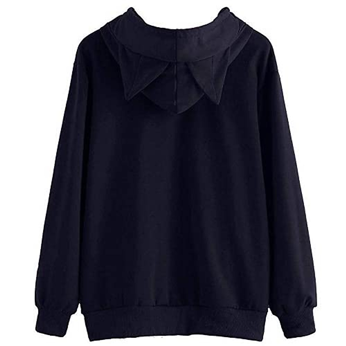 Women Teen Girls Cat Hoodie Sweatshirt Sweater Coats Cute Cat Ear Sleeping Cat Printed Pullover Long Sleeve Sweatshirt