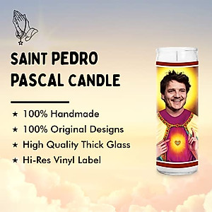 Pedro Pascal Celebrity Prayer Candle - Pablo Funny Saint Candles - Narco Votive Candle - 100% Handmade in US - Funny Celeb Novelty Last TV Show Movie Gift