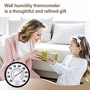 Indoor Outdoor Thermometer Wall Large Numbers Thermometer No Battery 10" Hanging Digital Weather Hygrometers for Home Garden Outside Patio Decor (Black)