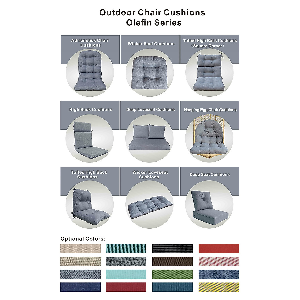 BOSSIMA Patio Furniture Cushions Comfort Deep Seat Glider Loveseat Cushion Indoor Outdoor Seating Cushions Light Grey