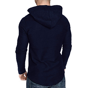 Lexiart Mens Fashion Athletic Hoodies Sport Sweatshirt Solid Color Fleece Pullover Navy Large