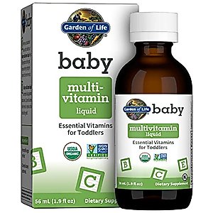 Garden of Life Baby Multivitamin Drops, Organic Multivitamins for Infants & Toddlers - Essential Vitamins & Nutrients for Babies, Vegan, Gluten Free, Non-GMO, 56 Servings, 1.9 fl oz Liquid Supplement