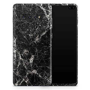 DesignSkinz Black Scratched Marble 2 Protective Vinyl Decal Wrap Skin Cover Compatible with The Samsung Galaxy S20 (Screen Trim & Back Glass Skin)