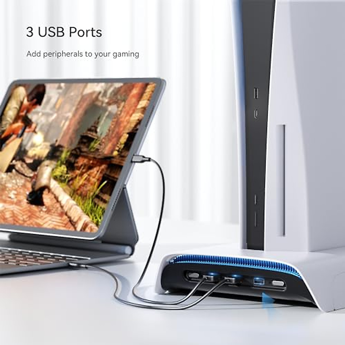 KIWIHOME Cooling Station for PS5 Accessories, Upgraded Controller Charging Station with Magnetic Dongles, Vertical Stand with RGB for Old PS5 Version Only, Not for PS5 Slim and New PS5 Pro